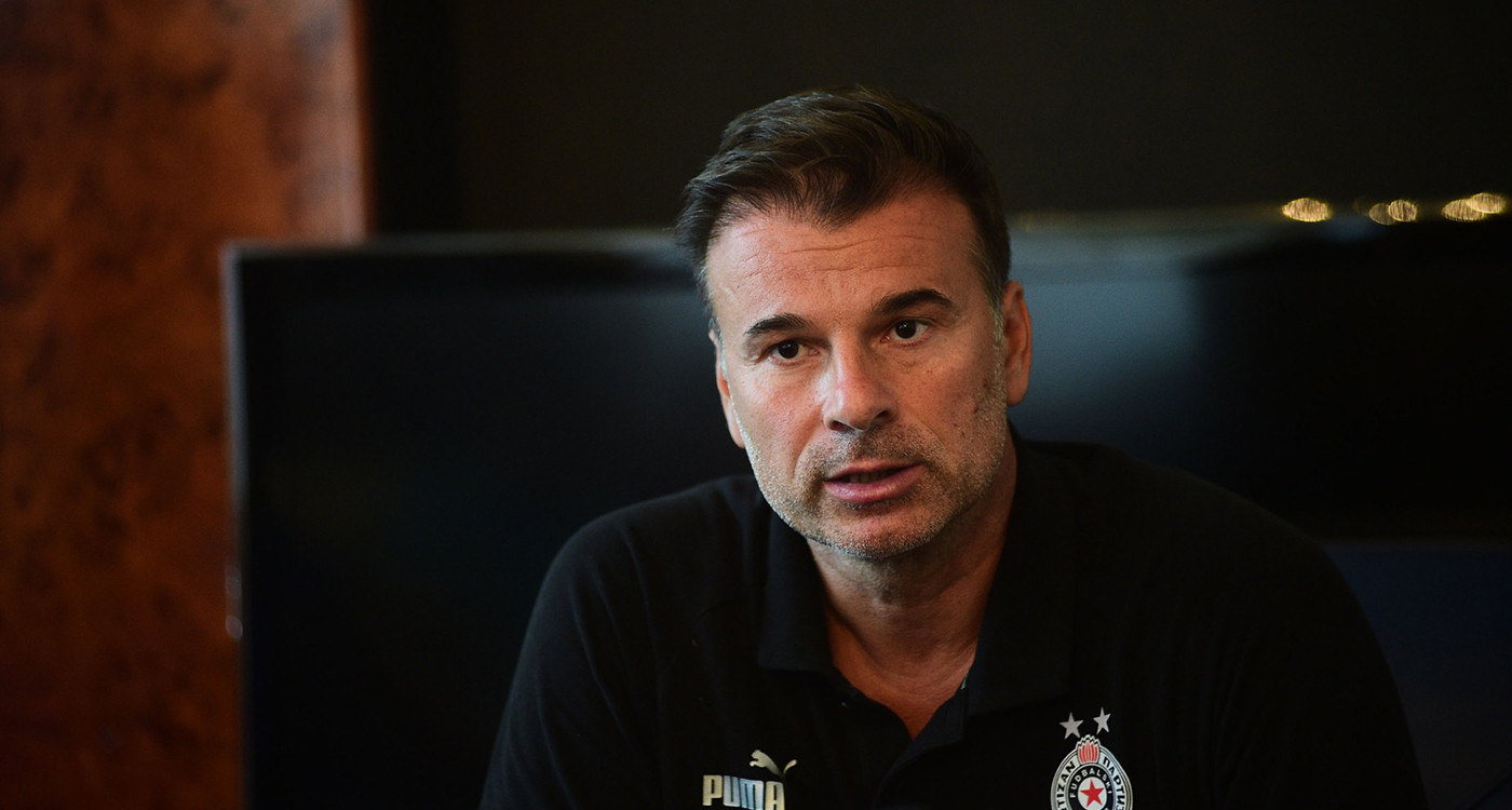 Boss Stanojevic talks to media after the pre-season